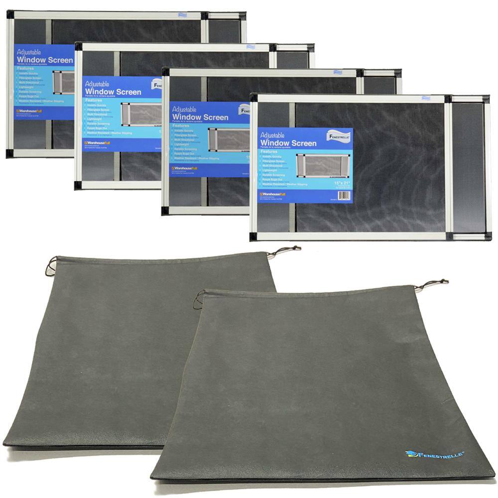 Fenestrelle 15 in. x 21 in. 4 Expandable Fiberglass Window Screens and ...