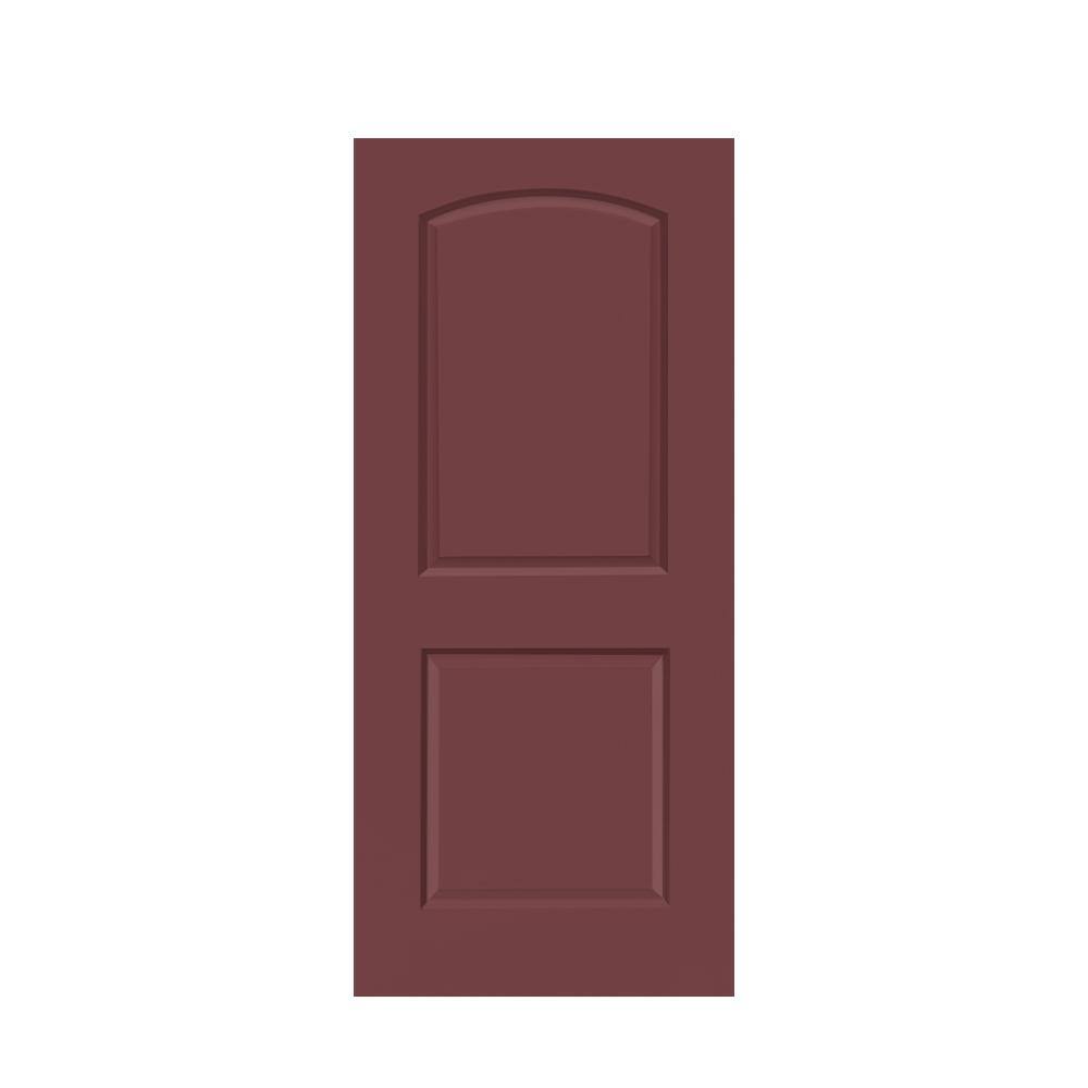 CALHOME 36 in. x 80 in. 2-Panel Maroon Stained Composite MDF Round Top ...