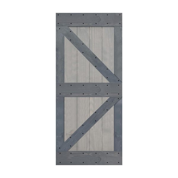 ISLIFE K Style 36 in. x 84 in. French Gray/Carbon Gray Finished Solid ...