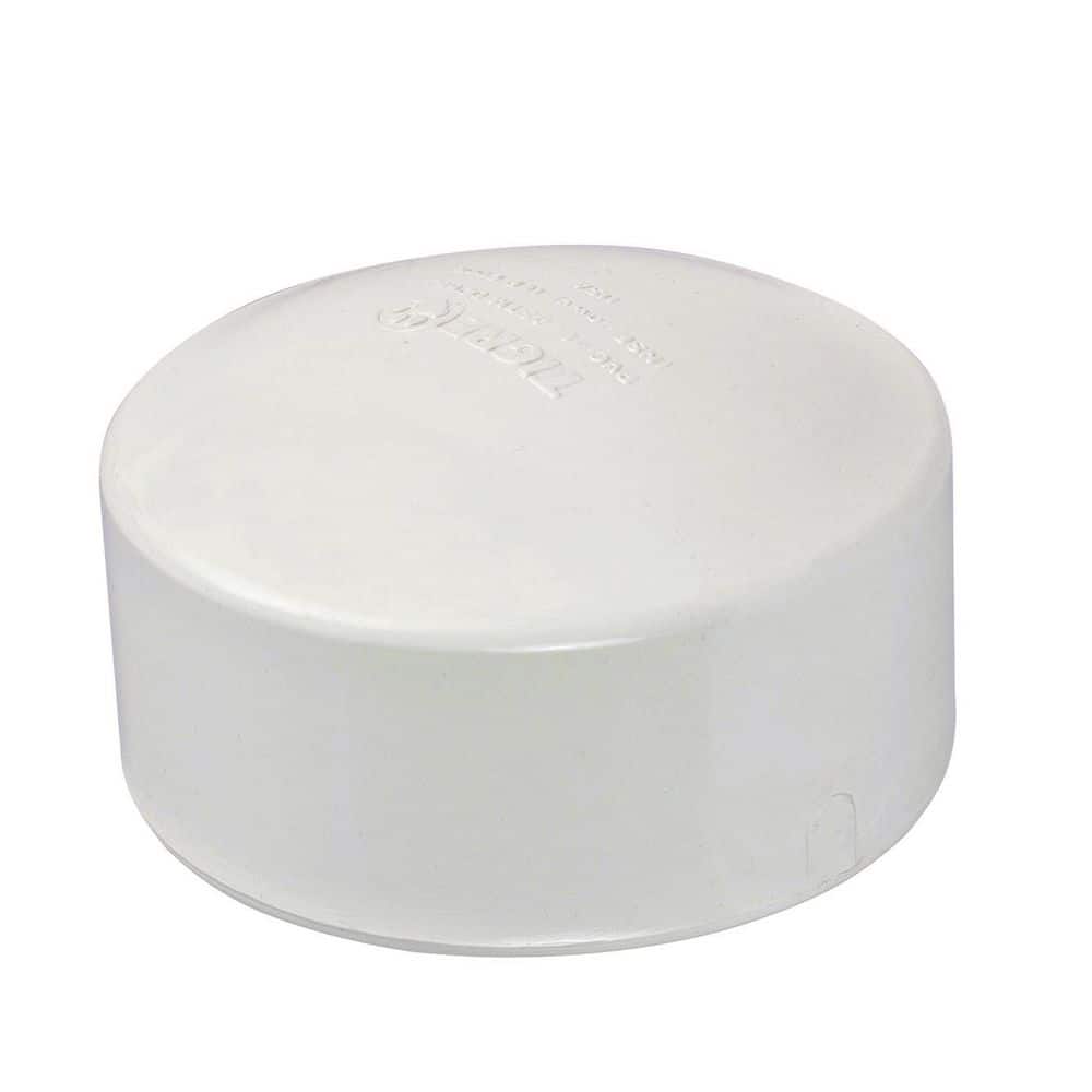 PLUMBFLEX 4 in. White Rigid PVC DWV Cap, Hub Connection End Cap Fitting ...
