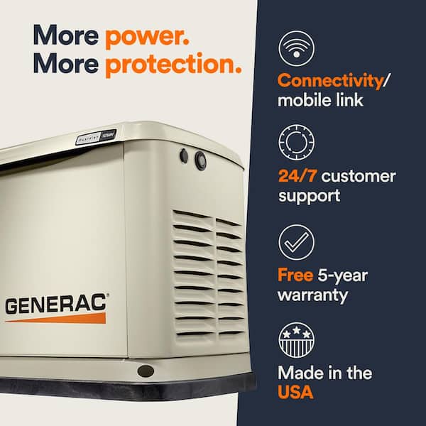 Generac 10,000 Watt - Dual Fuel Air- Cooled Whole House Home Standby ...