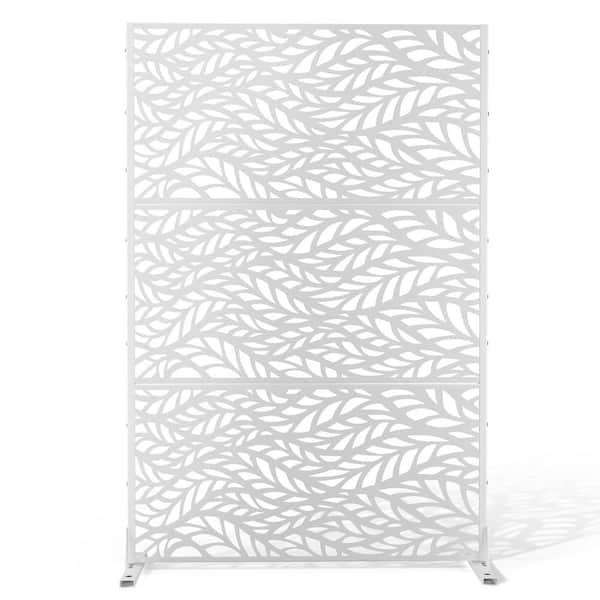 TUYOHW 72 in. H x 47 in. W White Metal Privacy Screen for Outdoors ...