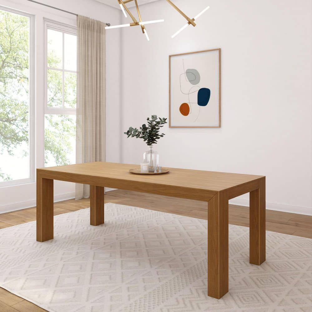 PLANK+BEAM Modern Pecan Wirebrush Wood 84 in. 4 Legs Dining Table Seats ...