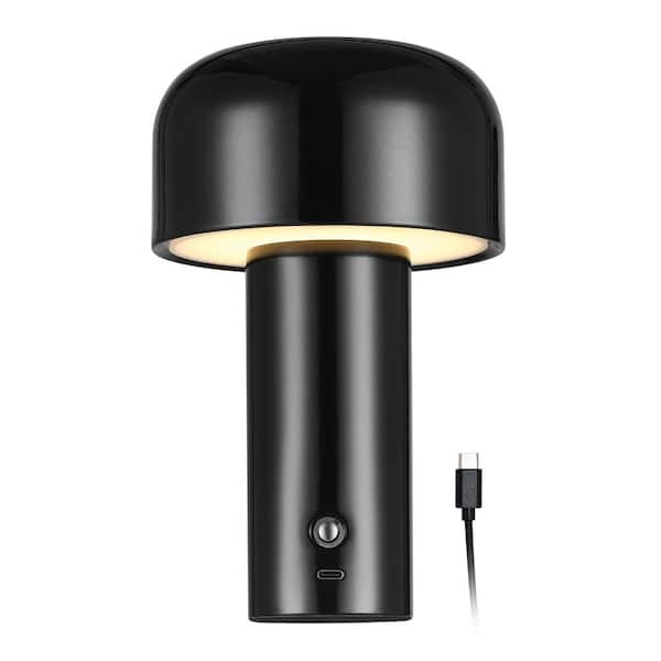 Globe Electric 8 in. 1.5W LED Integrated Black Outdoor Table Lamp with ...