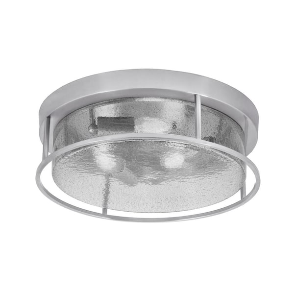 Ashland 16 in. 3 Light Brushed Nickel Flush Mount with Smoke Bubble ...