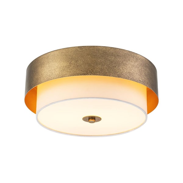 RRTYO Rae 2-Light 13.78" Mid-Century Modern Antique Gold Round-Shaped ...