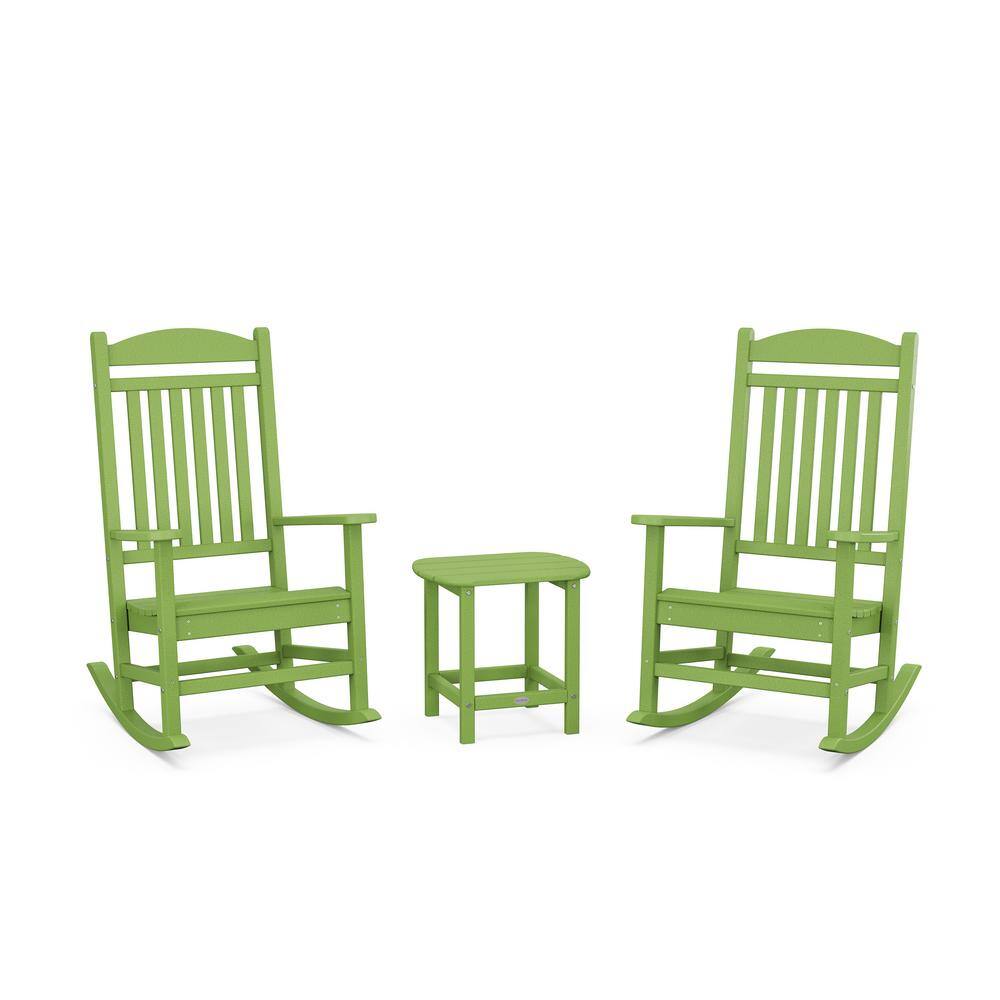 POLYWOOD Grant Park Light Green 3-Piece Plastic Outdoor Rocking Chair ...
