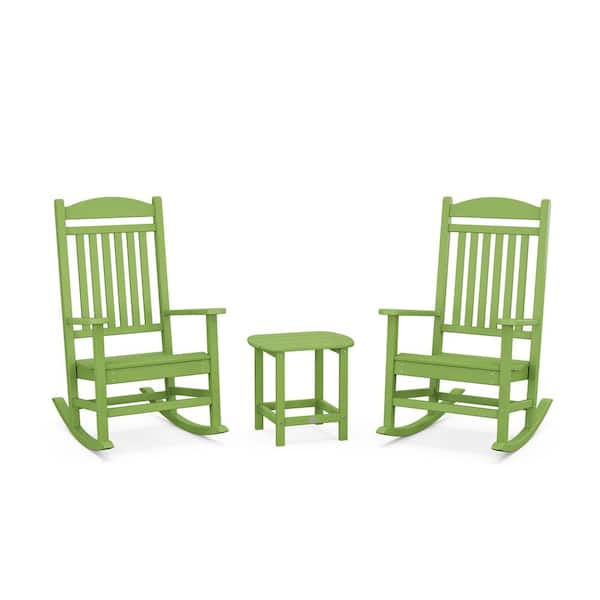 POLYWOOD Grant Park Light Green 3-Piece Plastic Outdoor Rocking Chair ...