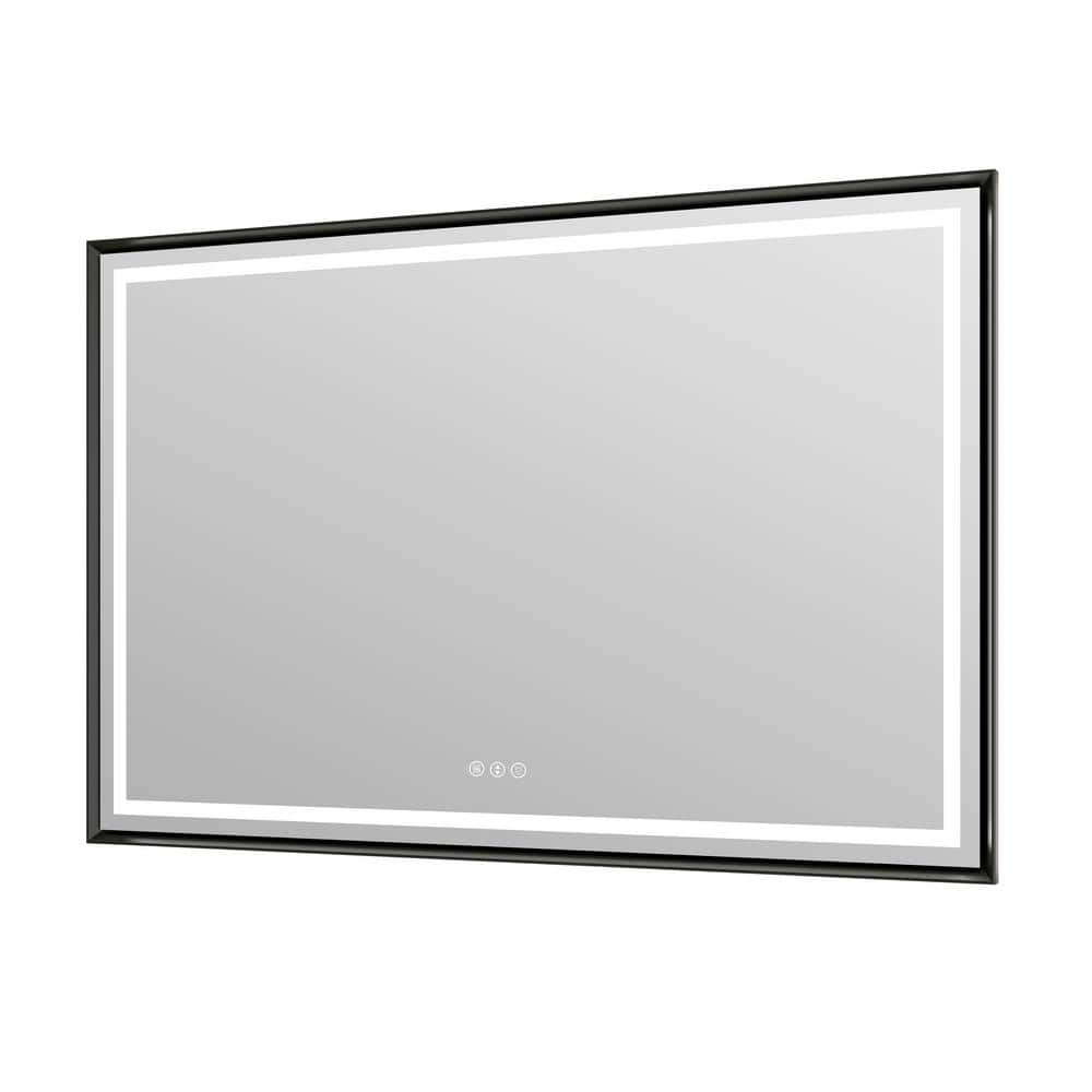 Hpeytaire 48 in. W x 32 in. H Rectangular Aluminum Slope Framed Backlit ...