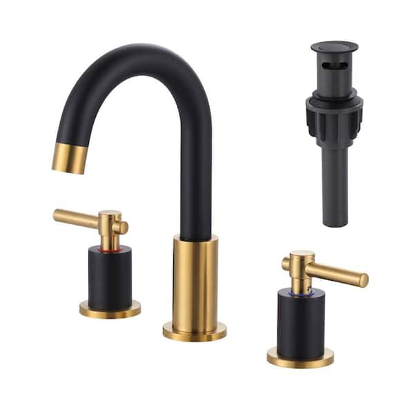 ALEASHA Slim Deck Mount Double Handle High Arc 8 in. Widespread ...
