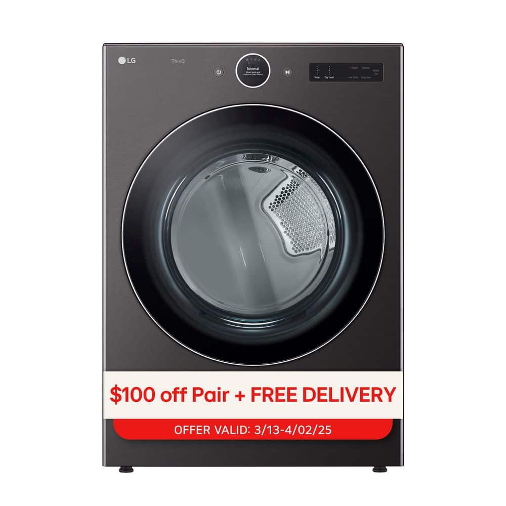 LG 7.4 cu. ft. Vented Stackable SMART Electric Dryer in Black Steel ...
