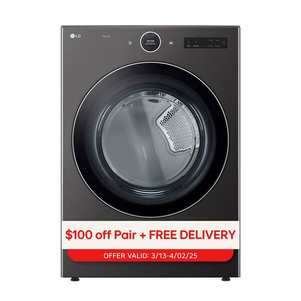 LG 7.4 cu. ft. Vented Stackable SMART Electric Dryer in Black Steel ...