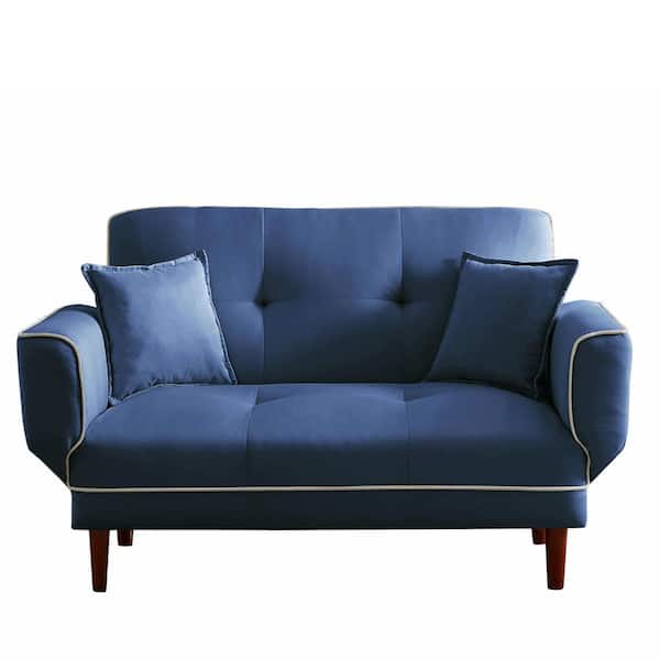 ATHMILE 56.5 in. W Navy Blue Fabric Polyester Twin Sleeper Size Lounge ...