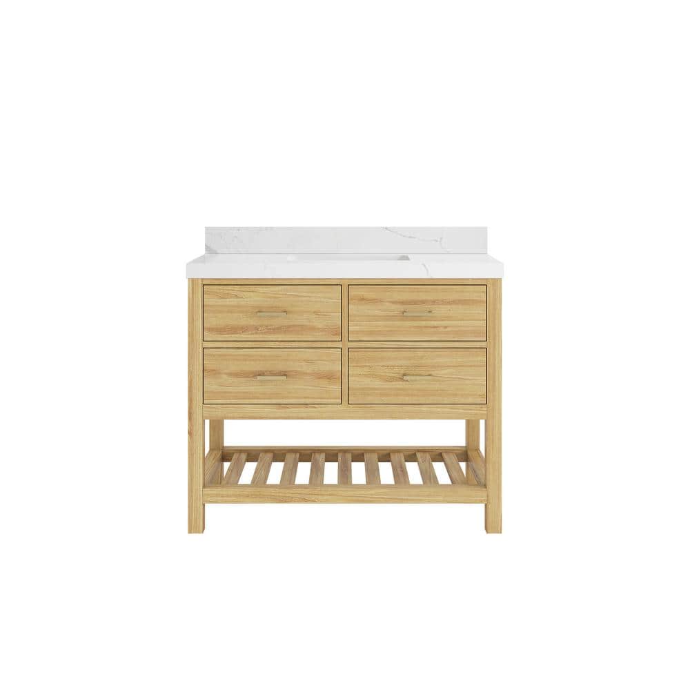 Willow Collections Parker Teak 42 in. Single Sink Freestanding Light ...