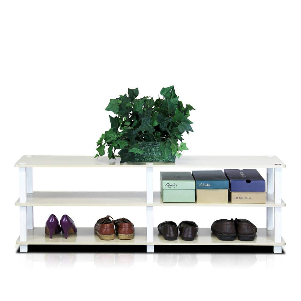 Furinno 15.4 in. H 9-Pair White Particle Board Shoe Rack 14038SBE/WH ...