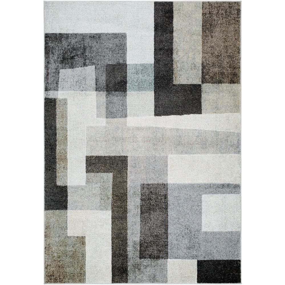 Livabliss Hyde Park Gray/Blue Geometric 8 ft. x 10 ft. Indoor Area Rug ...