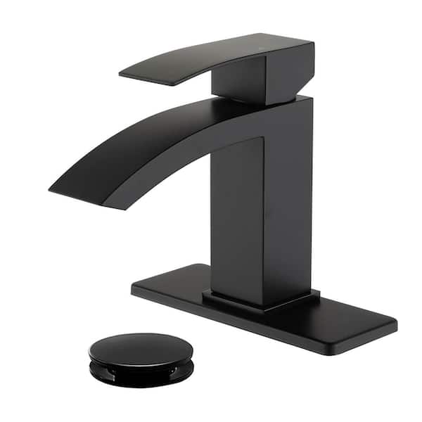 AIMADI Single Handle Single Hole Waterfall Bathroom Faucet with Pop-Up ...