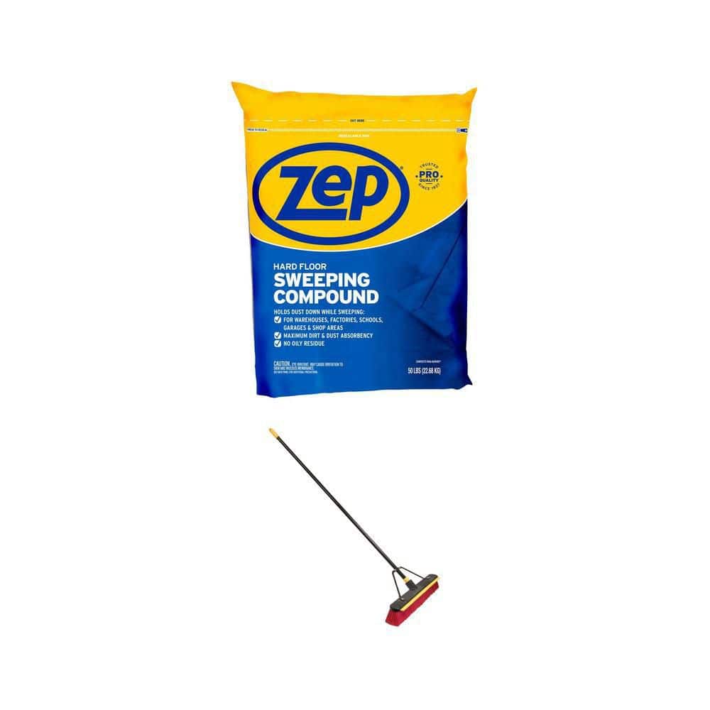 50 lbs. Sweeping Compound and 2-in-1 Squeegee Push Broom Combo - The ...