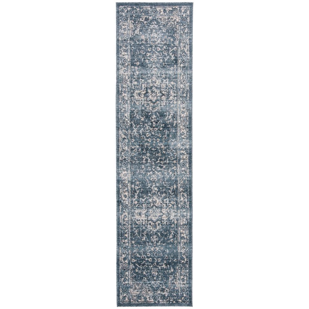SAFAVIEH Charleston Navy/Cream 2 ft. x 5 ft. Distressed Border Area Rug ...