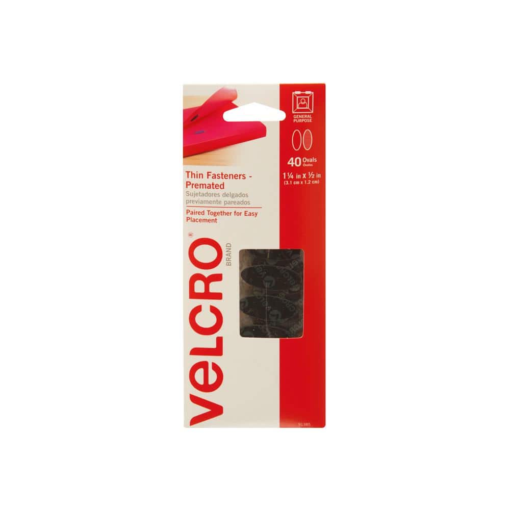 VELCRO Thin Fasteners Premated Oval, Black (40-Count) 91385 - The Home ...