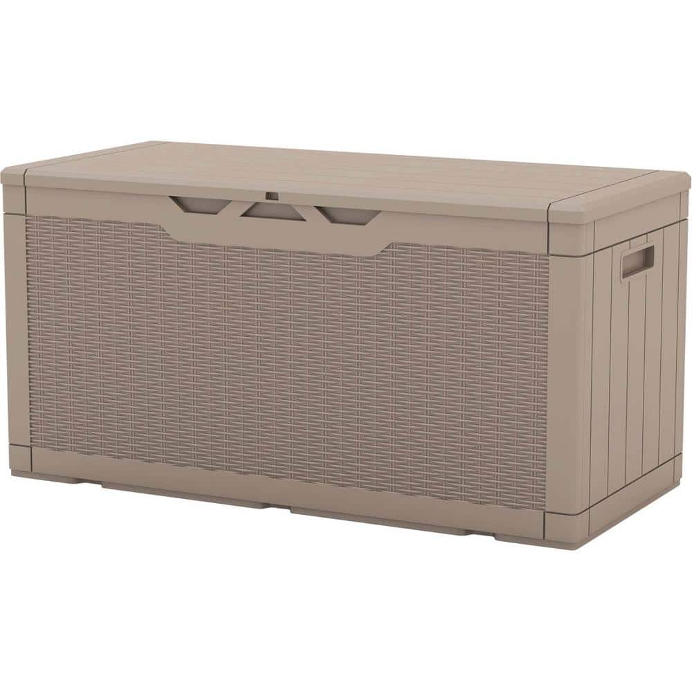 Patiowell Classics 100 Gal. Outdoor Storage Light Brown Plastic Resin ...