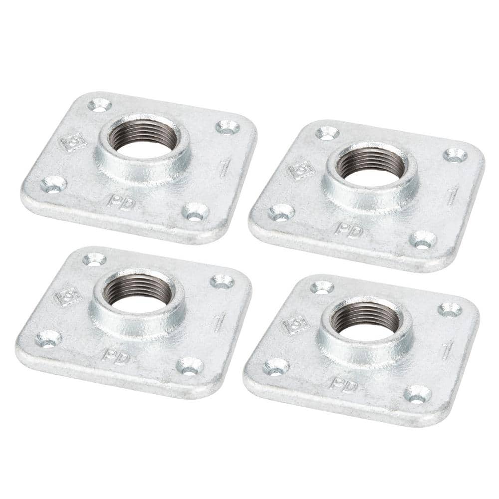PIPE DECOR 1 in. Galvanized Iron Square Floor Flange (4-Pack) PDG SQFL ...