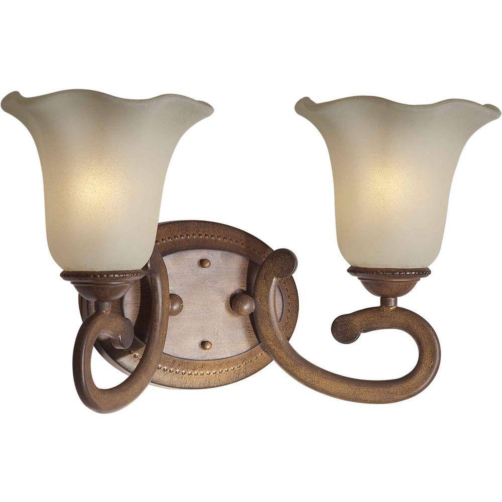 Forte Lighting 17 in. 2-Light Rustic Sienna Bath Vanity Light with ...