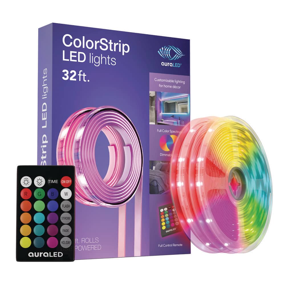 auraLED 32 ft. USB Plug-in Dimmable Cuttable Color Changing Integrated ...