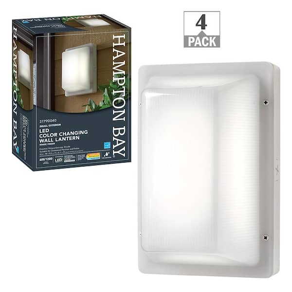 Hampton Bay 9 in. Block Style Indoor Outdoor LED Flush Mount Light 600 ...