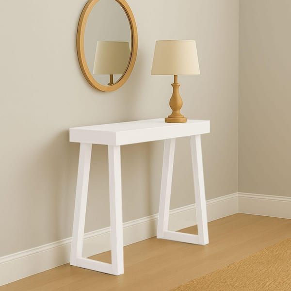 Classic 46 in. White Rectangle Solid Wood Console Table N230141-002 ...
