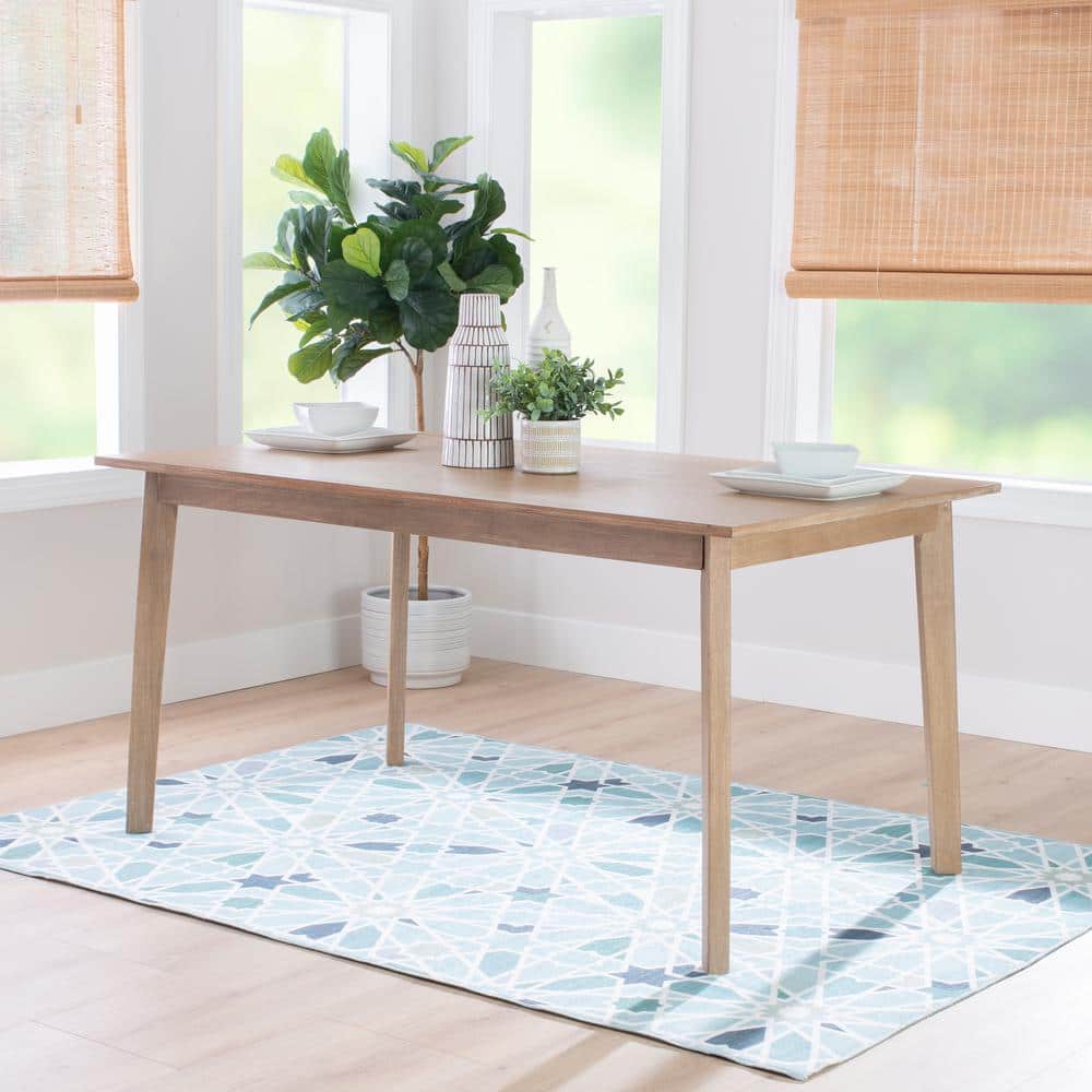 Linon Home Decor Jenny Natural Wood Top 60 in. W 4 Leg Dining Table ...