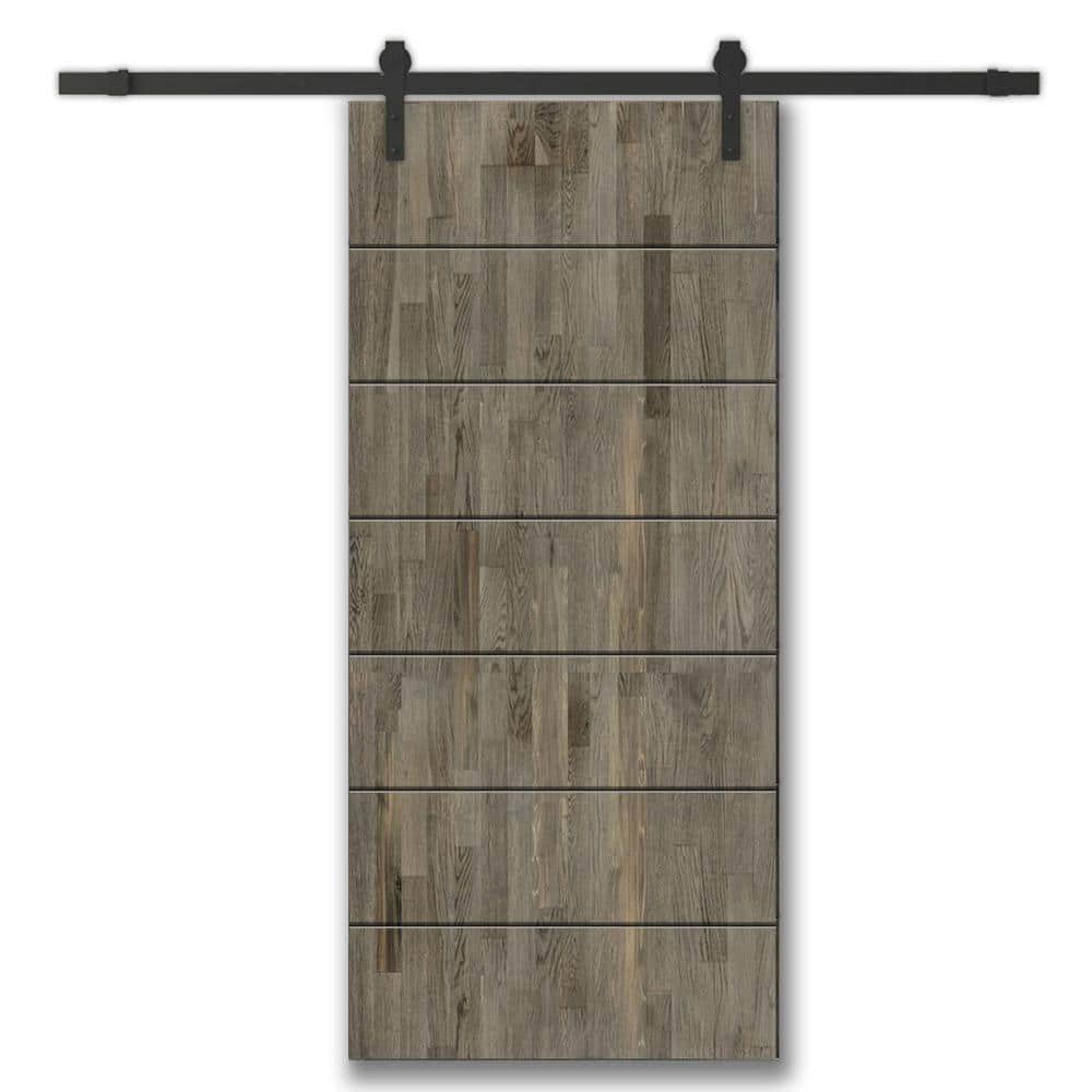CALHOME 36 in. x 96 in. Weather Gray Stained Pine Wood Modern Interior ...