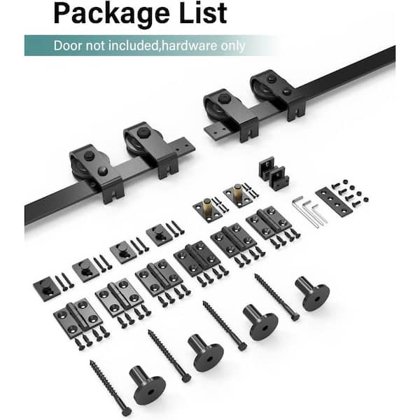 WINSOON 4 ft. /48 in. I Shape Frosted Black Top Mount Bi-Fold Sliding ...