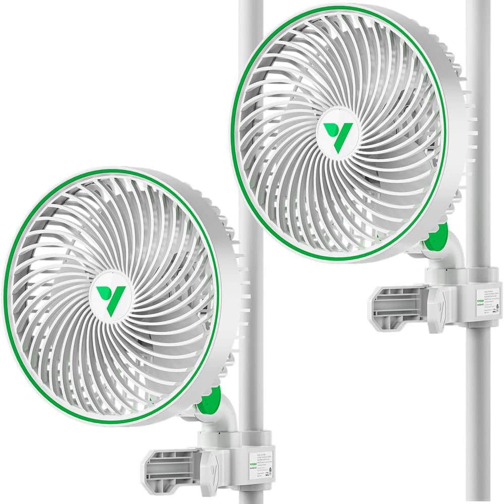 VIVOSUN 6 in. 10 Fan Speeds Auto Oscillating Clip Desk Fan in White for Hydroponic Ventilation ...