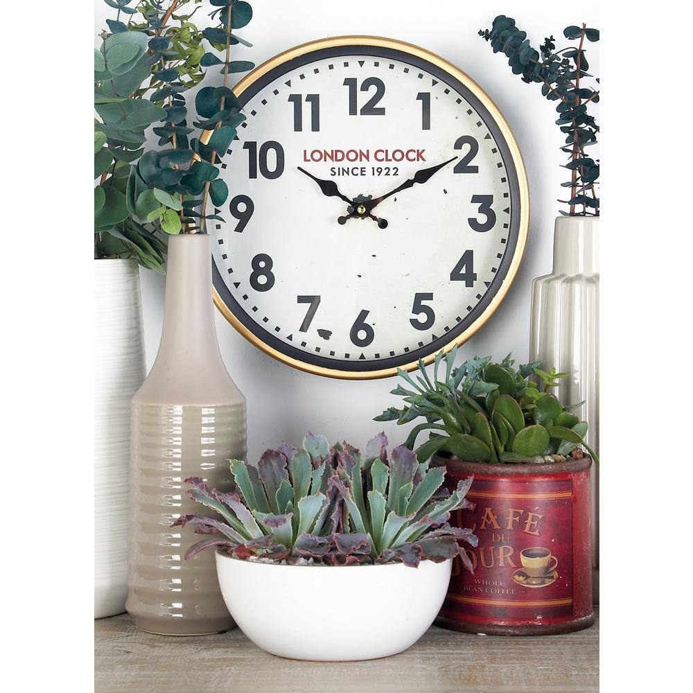 LITTON LANE Multi-Colored London-Inspired Wall Clock with Black and ...