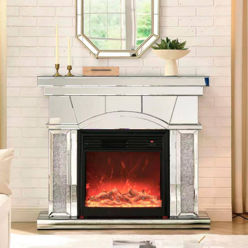 ToolCat 46 in. Freestanding Dome Door Acrylic Mirror Electric Fireplace ...