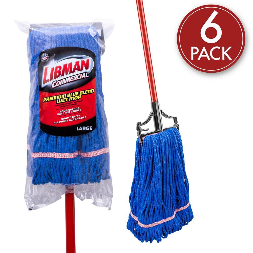 Libman Large Blue Blended Wet Mop Set with Steel Quick-Change Handle 6 ...