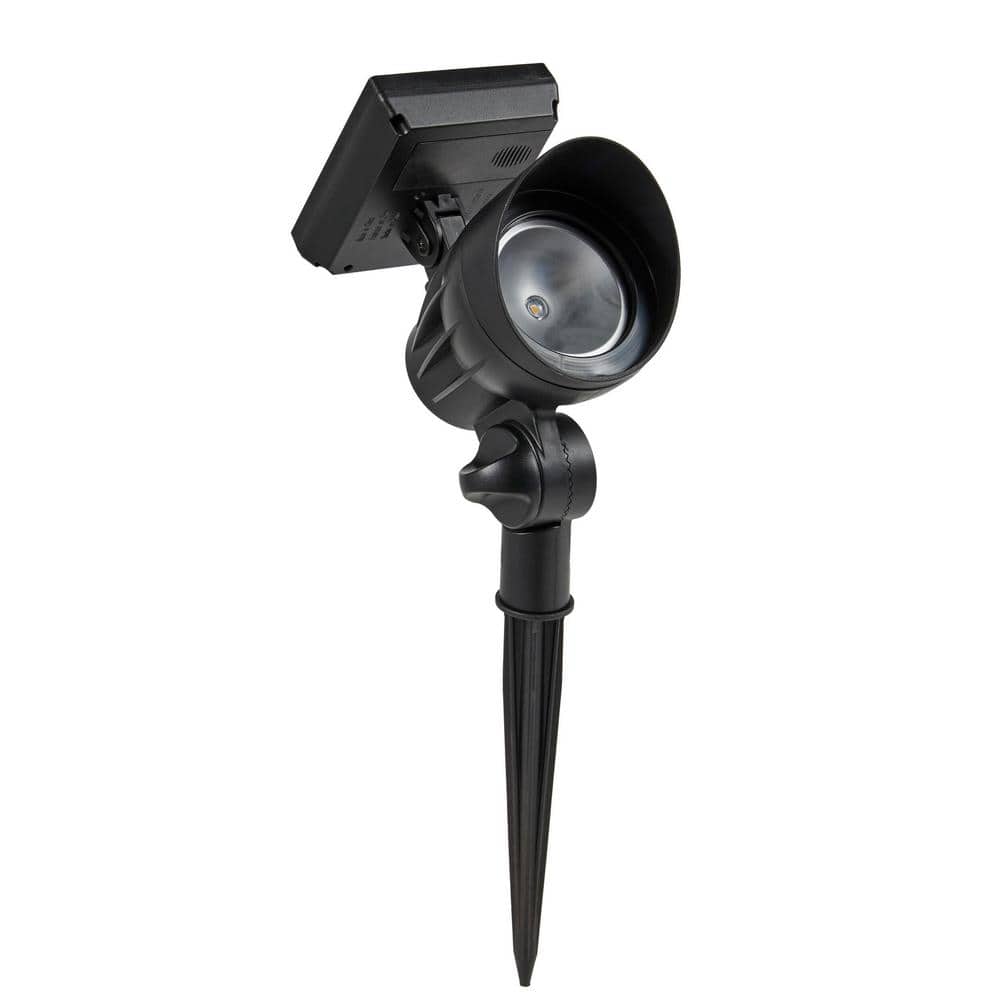 Hampton Bay 55 Lumen Solar Black LED Spotlight SSC900012PDQ - The Home ...