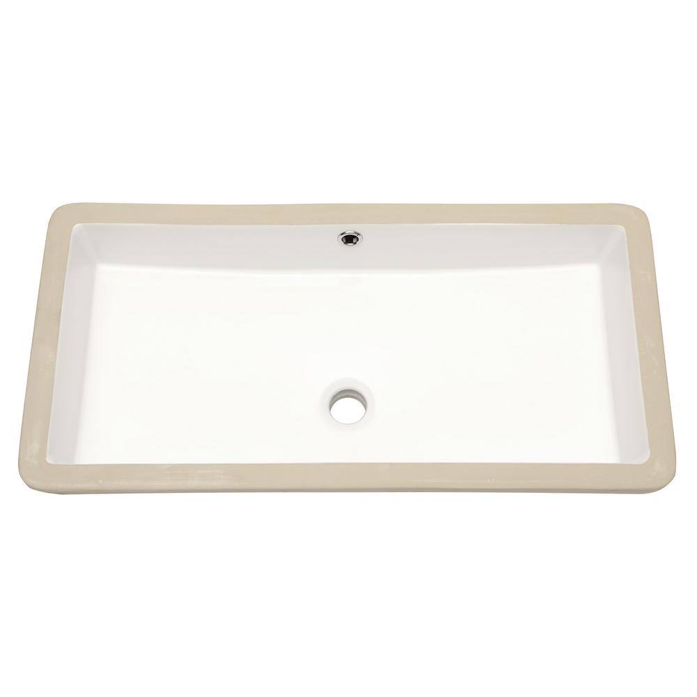 cadeninc 28 in. x 14 in. White Ceramic Rectangular Undermount Bathroom ...