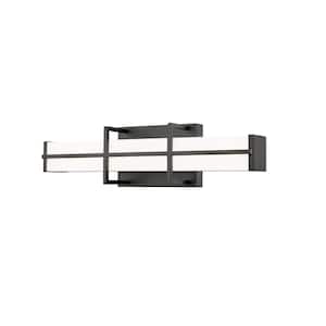 Liam 18 in. 2-Light Matte Black Integrated LED Vanity Light with ...