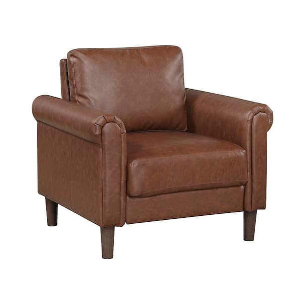 Lazzara Walterboro Chocolate Faux Leather Upholstery Arm Chair 9690CHC ...