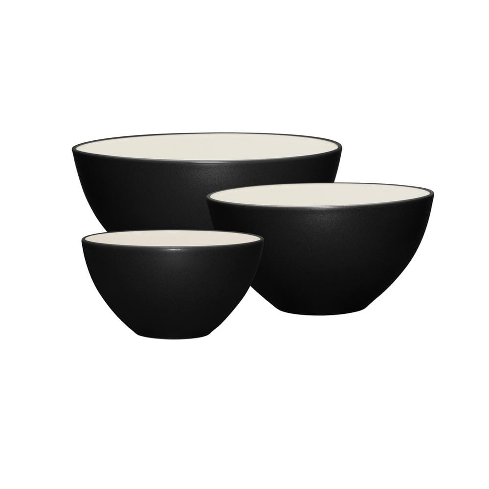 Noritake Colorwave Graphite Black Stoneware 3-Piece Bowl Set (sm, med ...