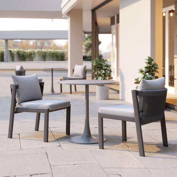 ZUO Horizon Outdoor Collection Gray Olefin Dining Chair Set of 2 704008