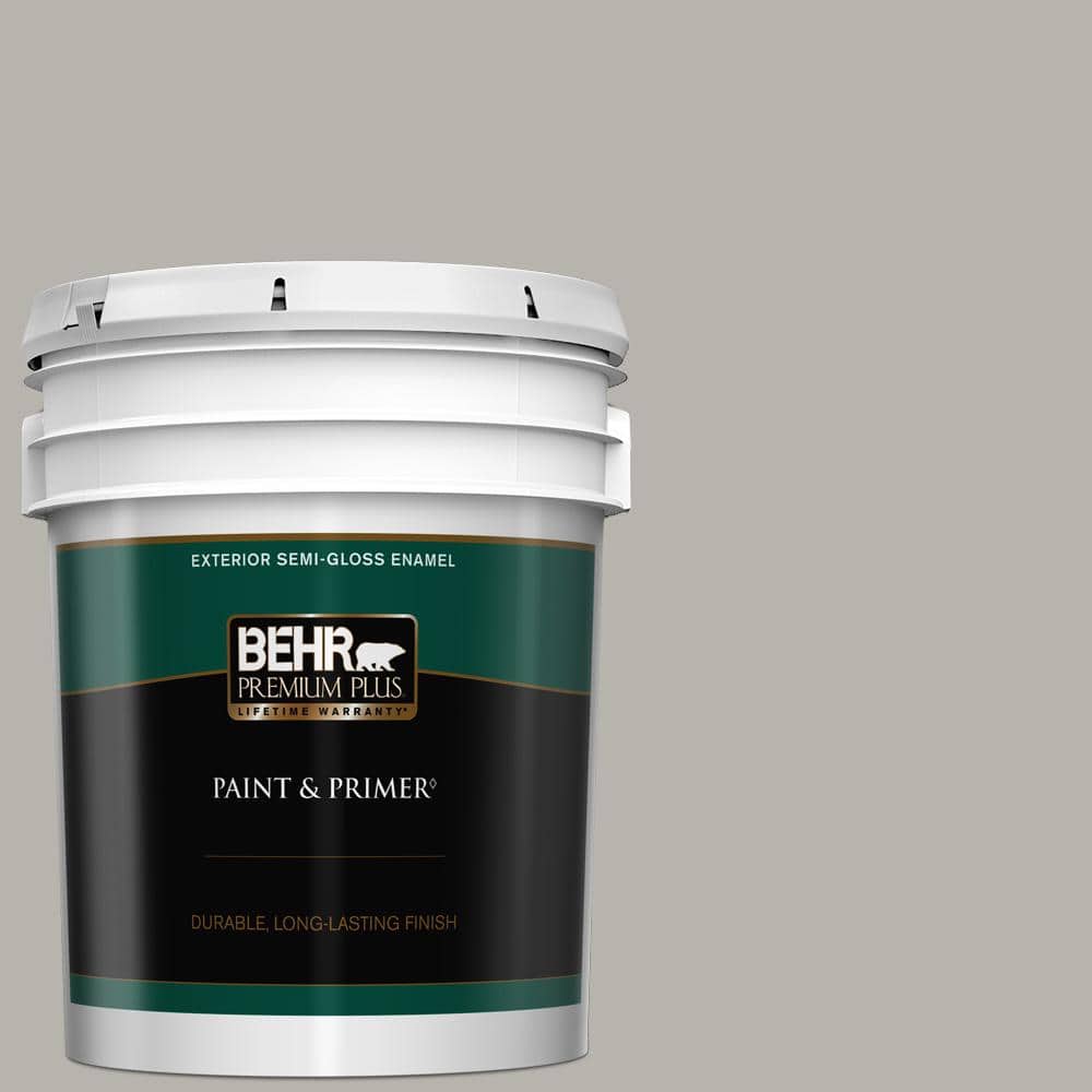BEHR PREMIUM PLUS 5 gal. #PPU24-11 Greige Semi-Gloss Enamel Exterior ...
