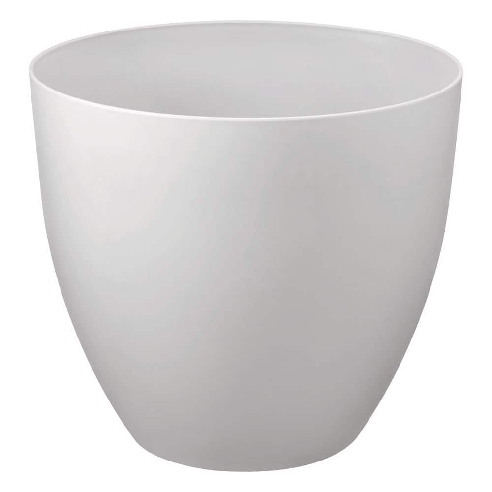 Vigoro 16 in. Cersei Modern Matte White Plastic Planter (16 in. D x 14. ...