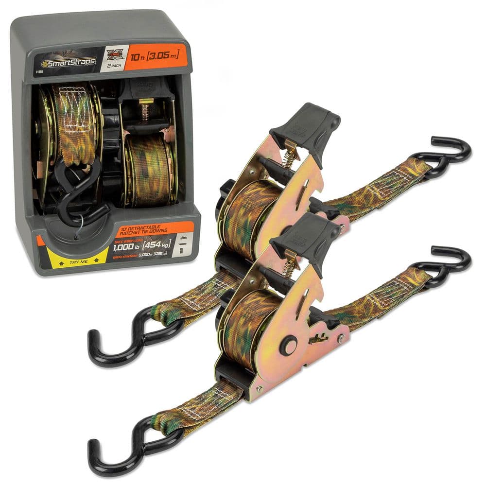 SmartStraps 10 ft. x 1.5 in. Camo Retractable Ratchet Tie Down Straps ...