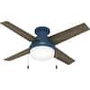 Hunter Ristrello 44 in. Indoor Indigo Blue Low Profile Ceiling Fan with ...