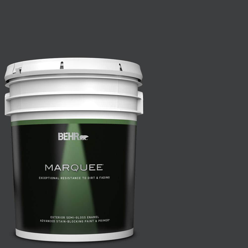 BEHR MARQUEE 5 gal. #ECC-25-3 Obsidian Stone Semi-Gloss Enamel Exterior ...