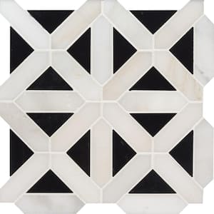 MSI Azula Floret 12 in. x 12 in. x 10 mm Polished Marble Mosaic Tile ...