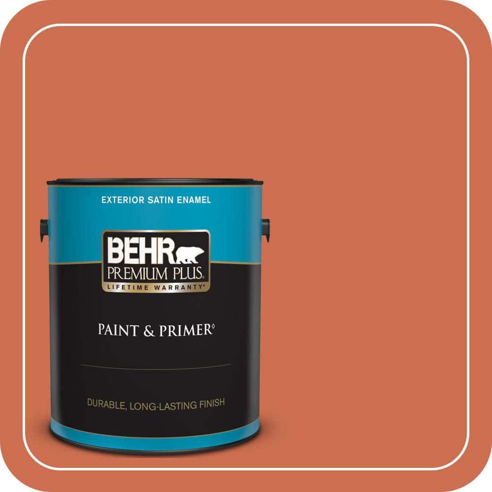 BEHR PREMIUM PLUS 1 gal. #M180-6 Tiki Torch Satin Enamel Exterior Paint ...